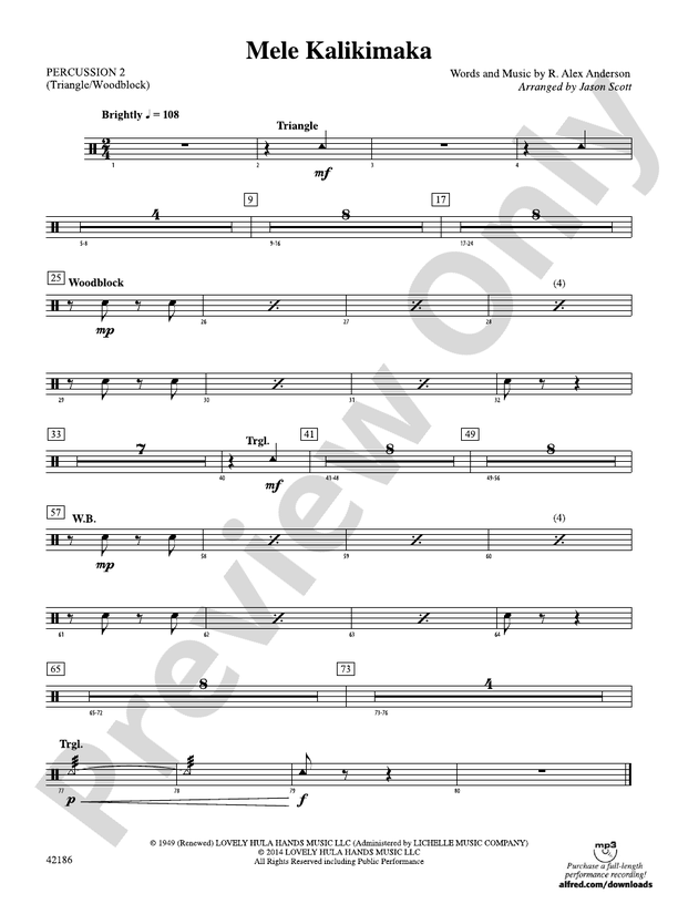 Mele Kalikimaka: 2nd Percussion: 2nd Percussion Part - Digital Sheet ...
