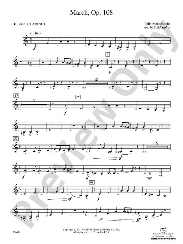 March, Op. 108: B-flat Bass Clarinet: B-flat Bass Clarinet Part - Digital Sheet Music Download