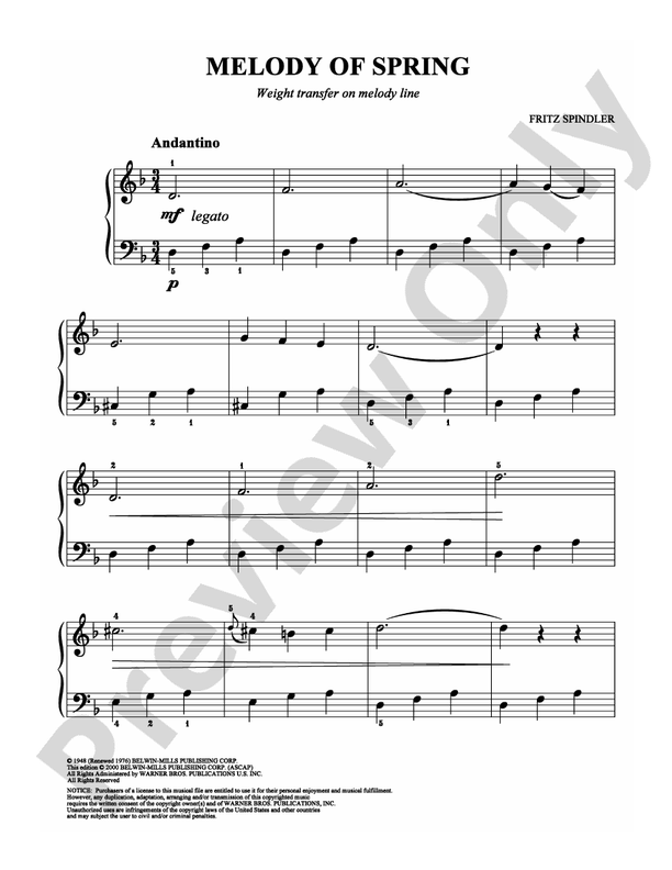Melody of Spring: Easy Piano: Fritz Spindler - Digital Sheet Music Download