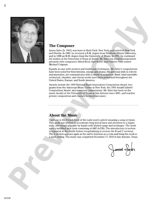 Cantique: Score: : James Syler - Digital Sheet Music Download