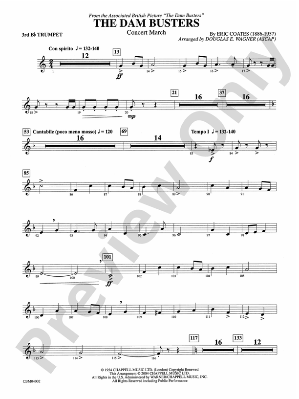 The Dam Busters Concert March: 3rd B-flat Trumpet: 3rd B-flat Trumpet ...