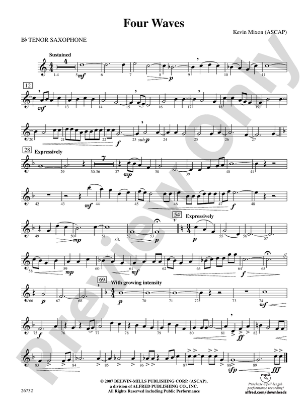 Four Waves: B-flat Tenor Saxophone: B-flat Tenor Saxophone Part ...