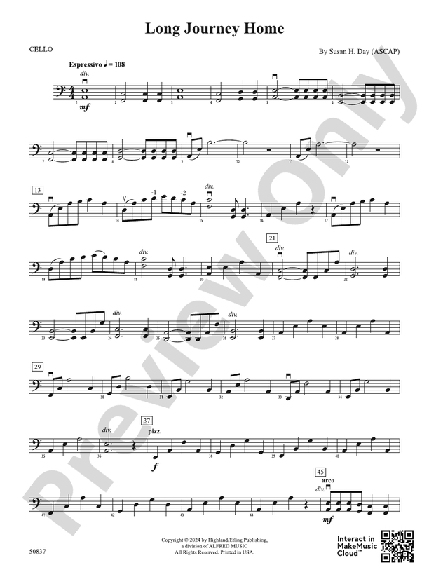 Long Journey Home: Cello: Cello Part - Digital Sheet Music Download