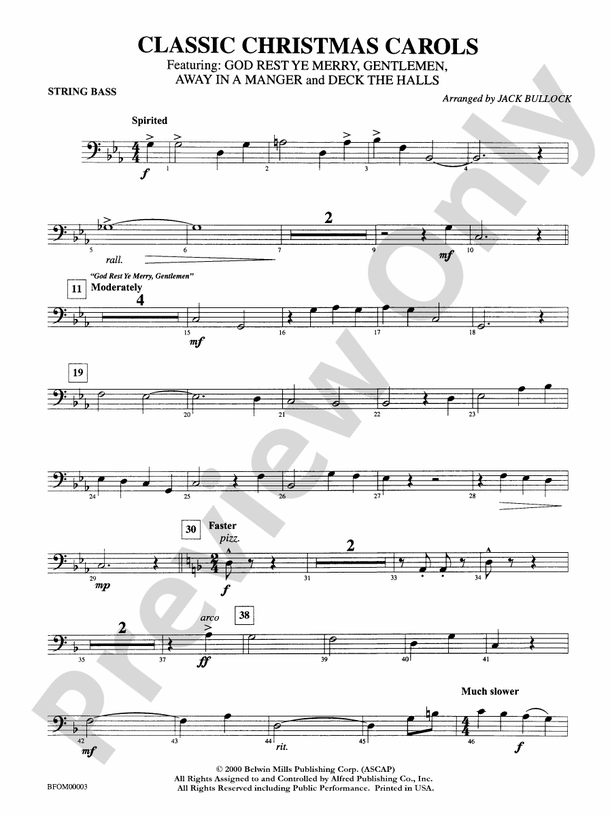 Classic Christmas Carols: String Bass: String Bass Part - Digital Sheet ...