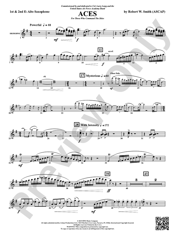 Aces - For Those Who Command the Skies: 1st & 2nd E-flat Alto Saxophone: 1st & 2nd E-flat Alto ...