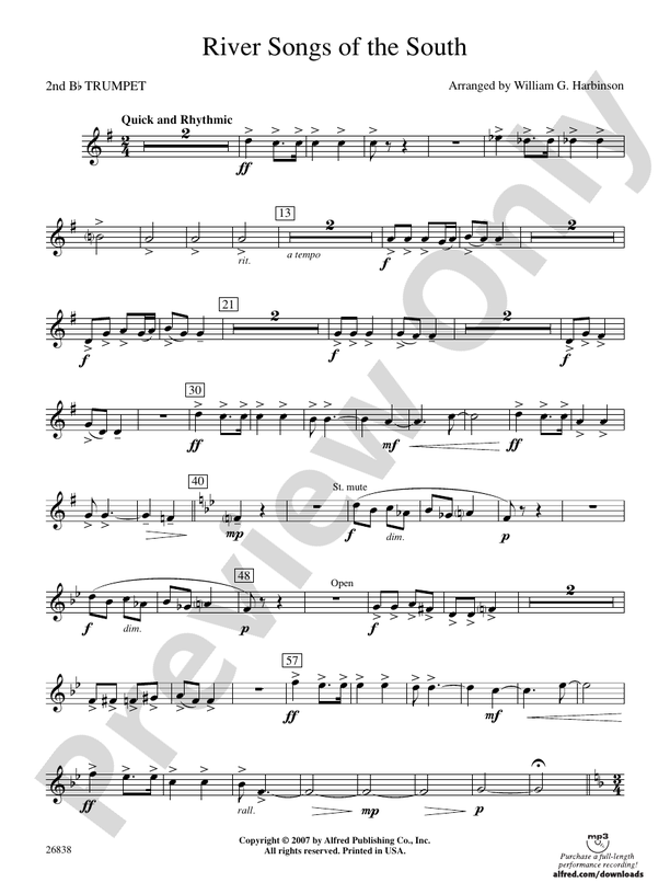River Songs of the South: 2nd B-flat Trumpet: 2nd B-flat Trumpet Part ...
