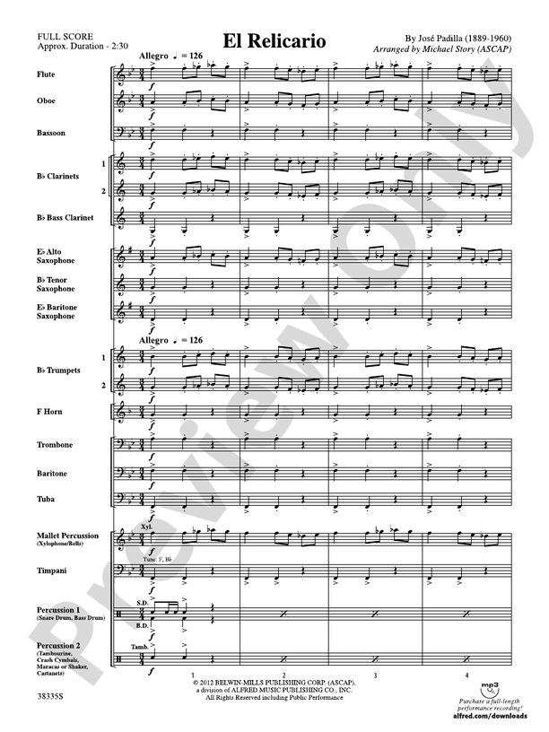 El Relicario: Score: Concert Band Score - Digital Sheet Music Download