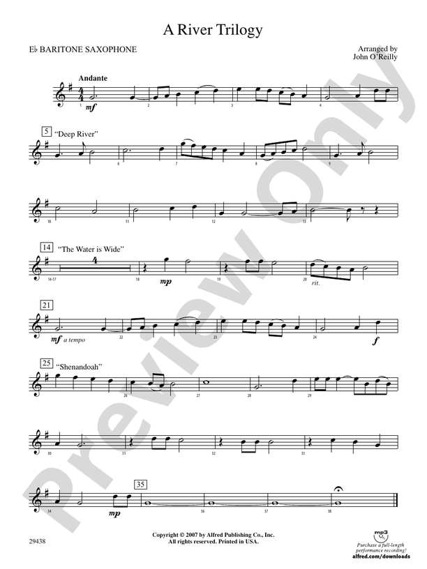 A River Trilogy: E-flat Baritone Saxophone: E-flat Baritone Saxophone Part - Digital Sheet Music ...