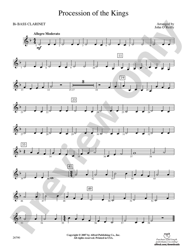 Procession of the Kings: B-flat Bass Clarinet: B-flat Bass Clarinet ...
