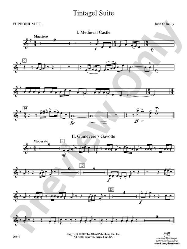 Tintagel Suite: Baritone T.C.: Baritone T.C. Part - Digital Sheet Music ...
