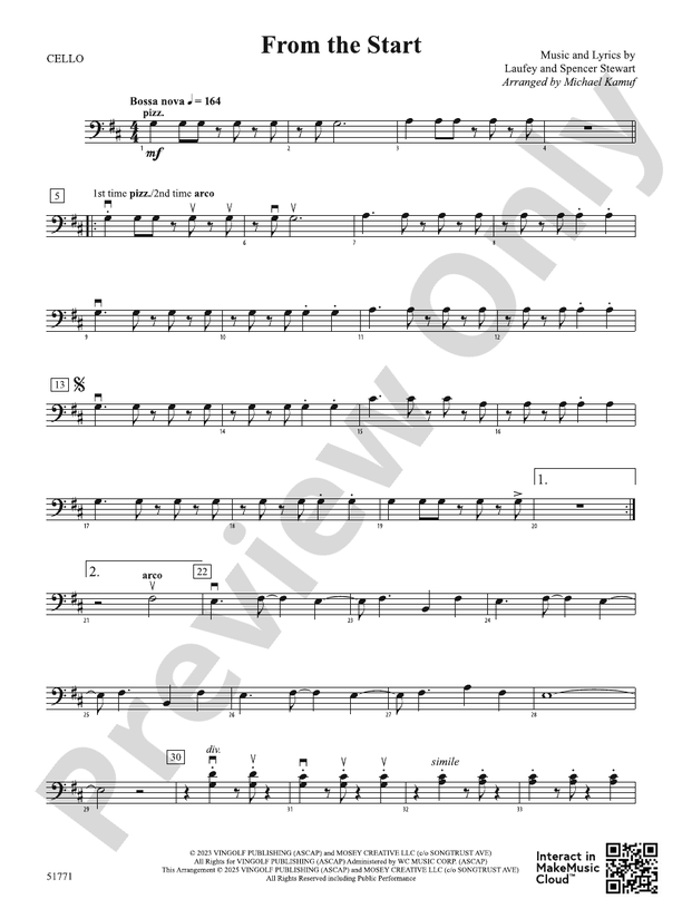 From the Start: Cello: Cello Part - Digital Sheet Music Download