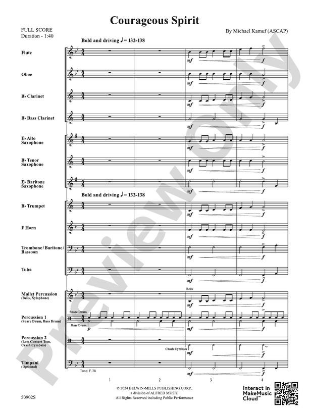 Courageous Spirit: Concert Band Conductor Score & Parts: Michael Kamuf ...
