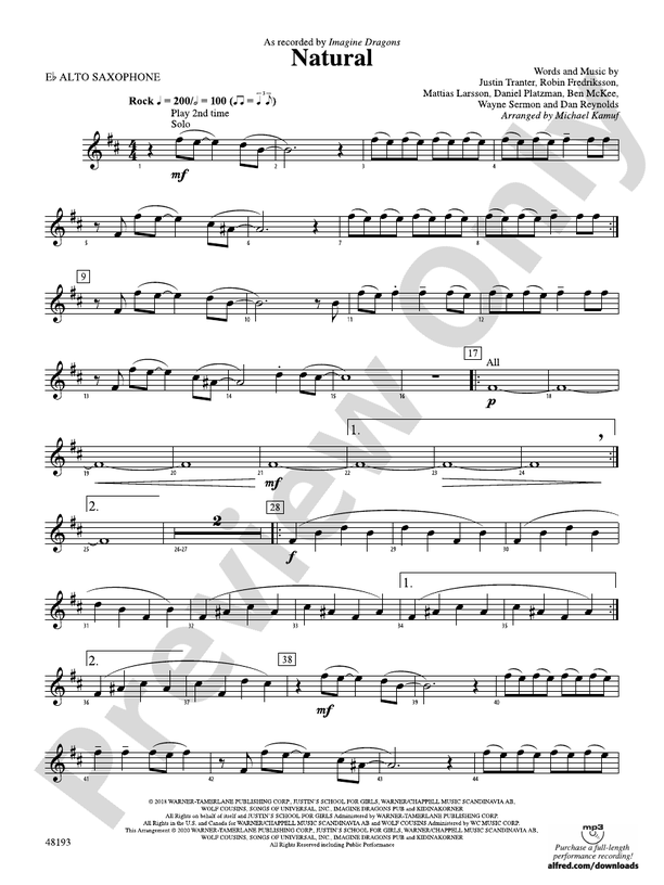 Natural: E-flat Alto Saxophone: E-flat Alto Saxophone Part - Digital ...