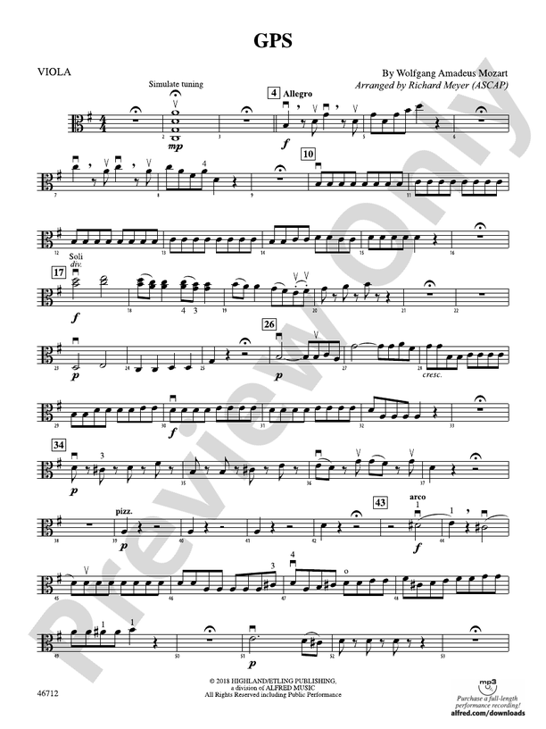 GPS: Viola: Viola Part - Digital Sheet Music Download