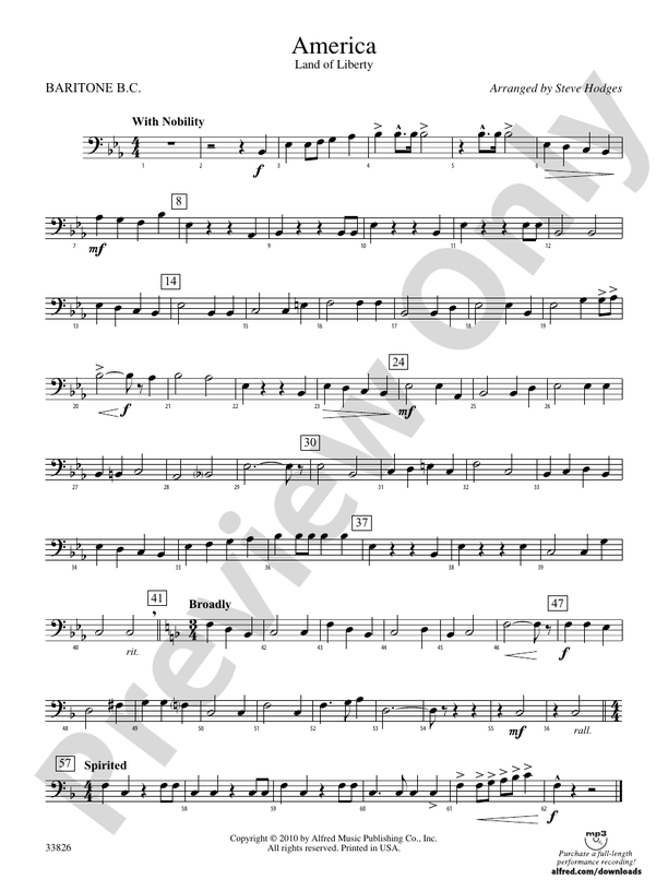 America - Land of Liberty: Baritone B.C.: Baritone B.C. Part - Digital ...