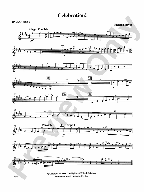 Celebration!: 1st B-flat Clarinet: 1st B-flat Clarinet Part - Digital Sheet Music Download