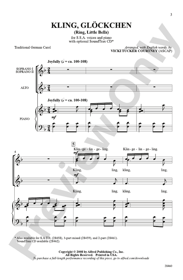 Kling, Glockchen (Ring, Little Bells): SSA Choral Octavo - Digital ...