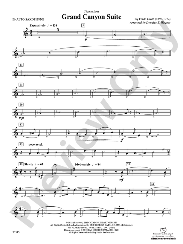 Grand Canyon Suite, Themes from: E-flat Alto Saxophone: E-flat Alto ...
