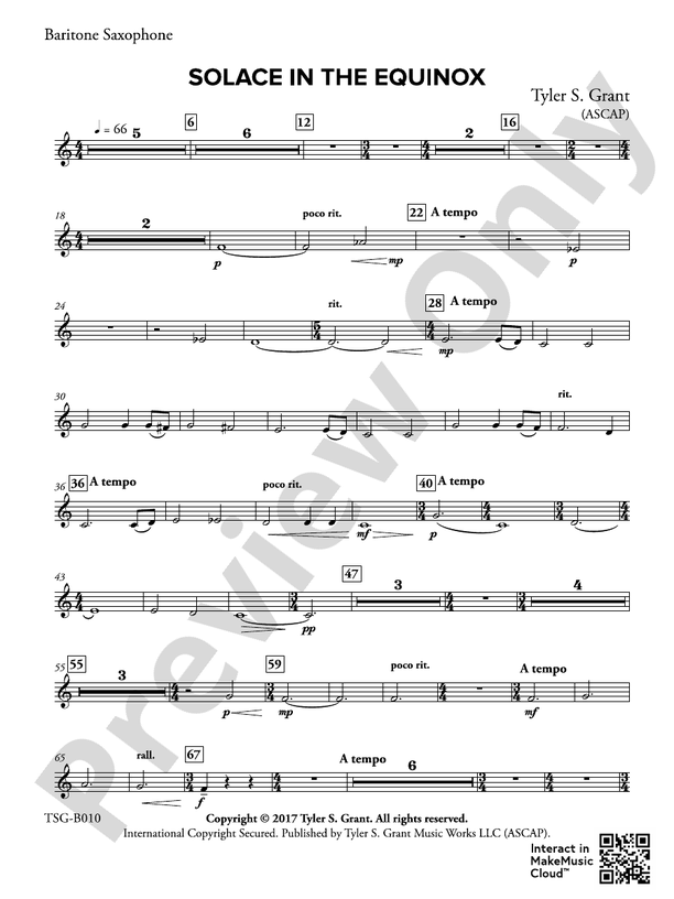 Solace in the Equinox: E-flat Baritone Saxophone: E-flat Baritone Saxophone Part - Digital Sheet ...