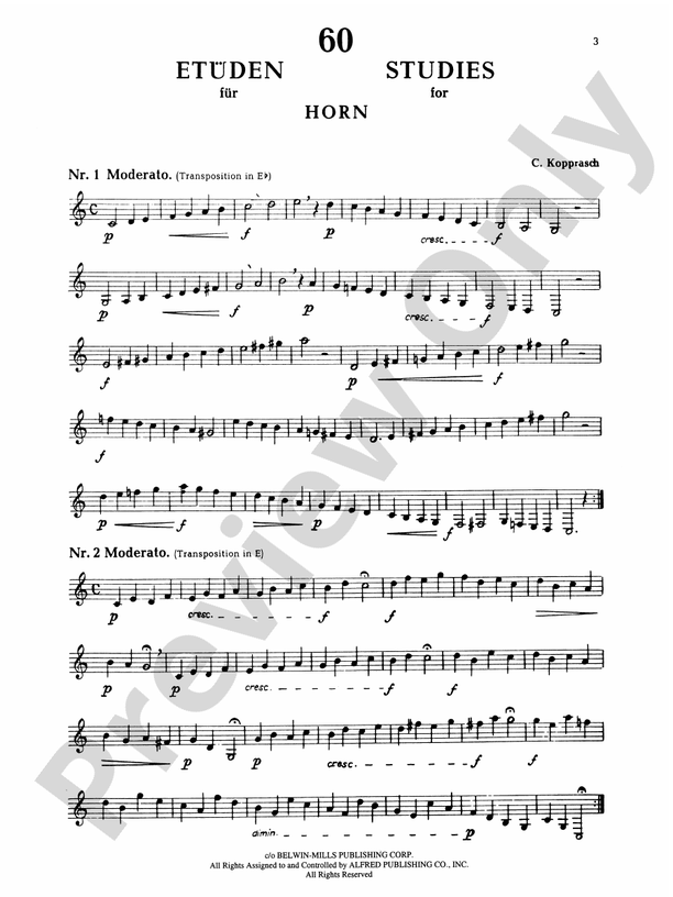 Kopprasch: Sixty Selected Studies: Sixty Selected Studies Part - Digital Sheet Music Download
