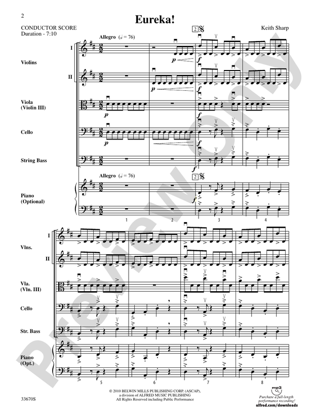 Eureka!: Score: String Orchestra Score - Digital Sheet Music Download