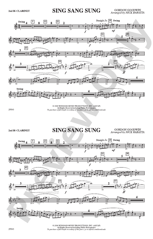 Sing Sang Sung: 2nd B-flat Clarinet: 2nd B-flat Clarinet Part - Digital ...