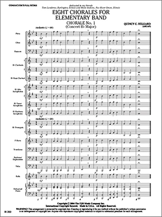 Eight Chorales for Elementary Band: Concert Band Conductor Score ...
