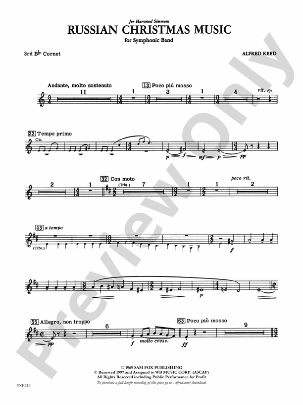 Russian Christmas Music: 3rd B-flat Cornet: 3rd B-flat Cornet Part ...