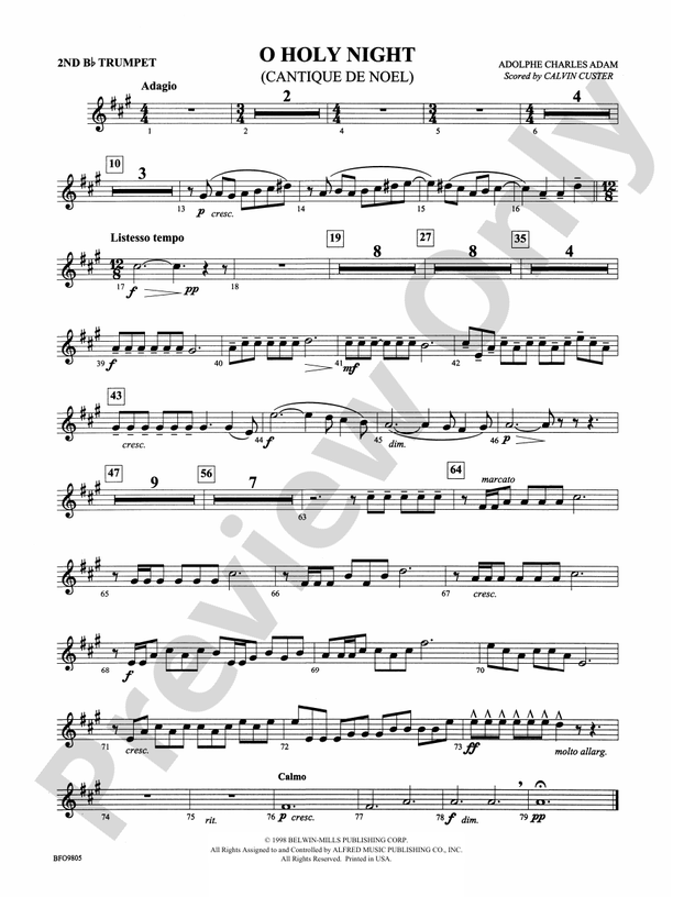 O Holy Night: 2nd B-flat Trumpet: 2nd B-flat Trumpet Part - Digital Sheet Music Download
