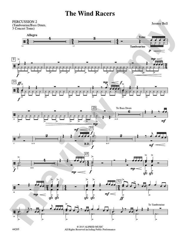 The Wind Racers: 2nd Percussion: 2nd Percussion Part - Digital Sheet ...