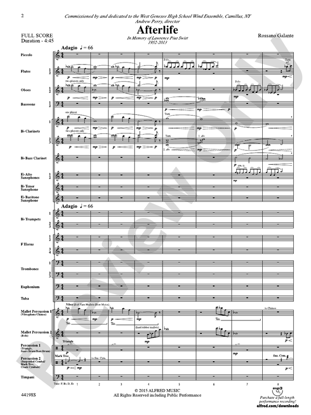 Afterlife: Score: Concert Band Score - Digital Sheet Music Download