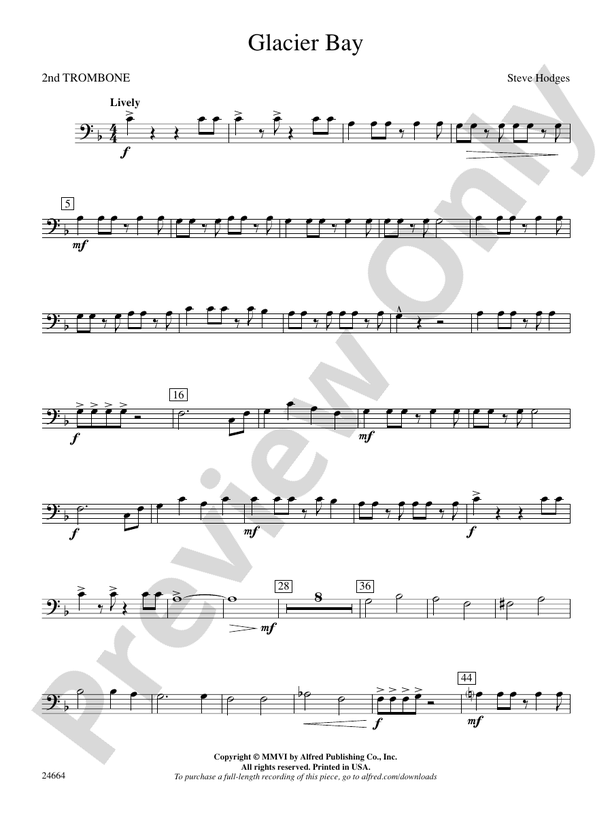 Glacier Bay: 2nd Trombone: 2nd Trombone Part - Digital Sheet Music Download