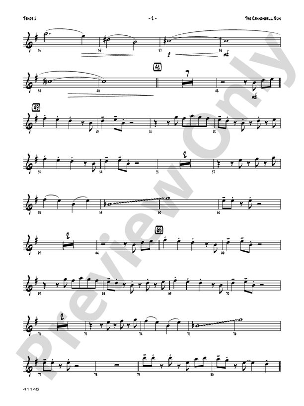 The Cannonball Run: B-flat Tenor Saxophone: B-flat Tenor Saxophone Part - Digital Sheet Music ...
