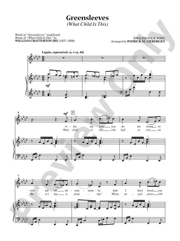 Greensleeves (What Child Is This) [Medium Voice]: Voice - Digital Sheet ...