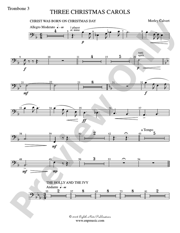 Three Christmas Carols: 3rd Trombone: 3rd Trombone Part - Digital Sheet ...