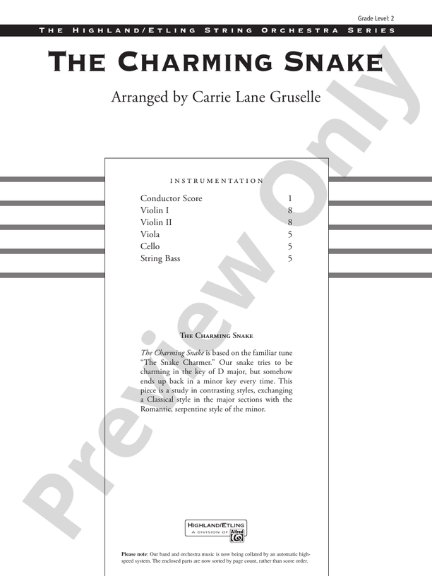 The Charming Snake: Score: String Orchestra Score - Digital Sheet Music ...