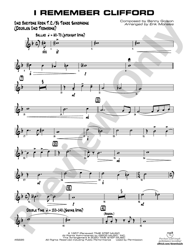 I Remember Clifford: 2nd Baritone T.C.: 2nd Baritone T.C. Part - Digital Sheet Music Download