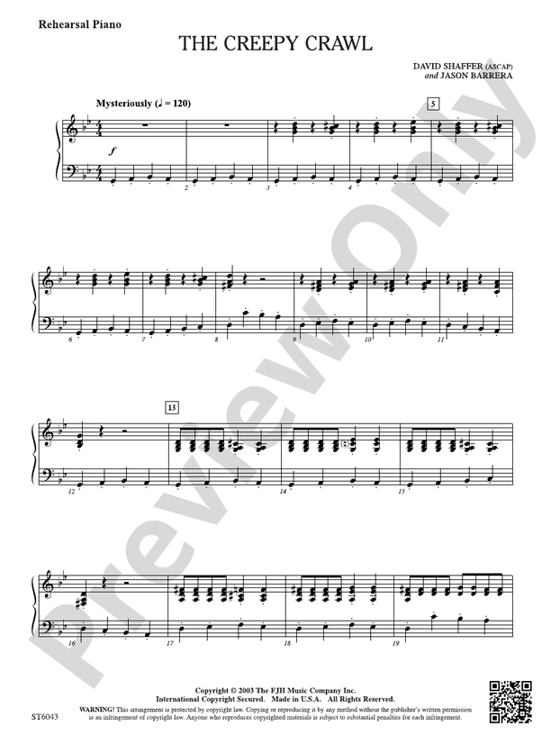 The Creepy Crawl: Rehearsal Piano: Rehearsal Piano Part: David Shaffer ...