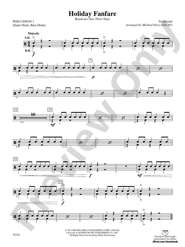 Holiday Fanfare: 1st Percussion: 1st Percussion Part - Digital Sheet ...
