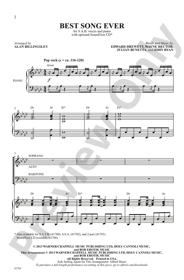 Best Song Ever: SAB Choral Octavo: Edward Drewett - Digital Sheet Music ...