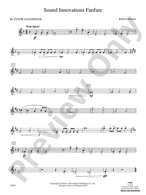 Sound Innovations Fanfare: B-flat Tenor Saxophone: B-flat Tenor ...