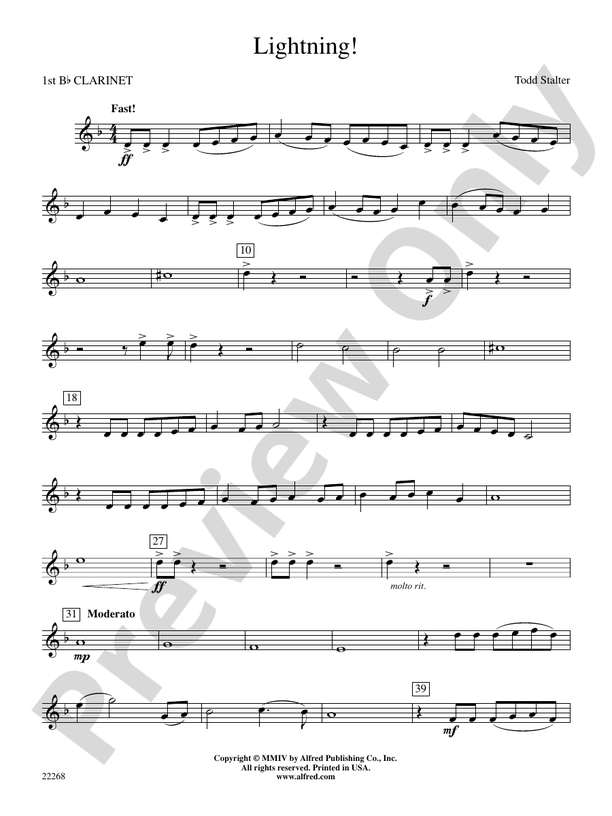 Lightning!: 1st B-flat Clarinet: 1st B-flat Clarinet Part - Digital ...