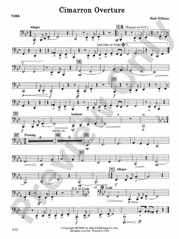 Cimarron Overture: Tuba: Tuba Part - Digital Sheet Music Download