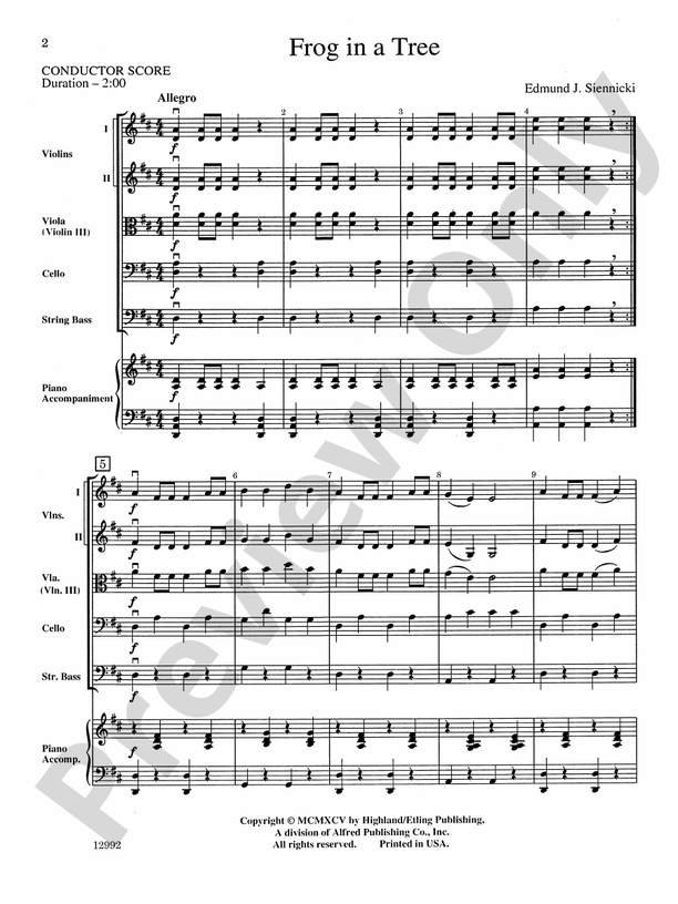 Frog in a Tree: Score: String Orchestra Score - Digital Sheet Music ...