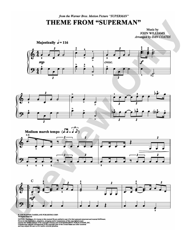Theme From Superman: Easy Piano: John Williams - Digital Sheet Music ...