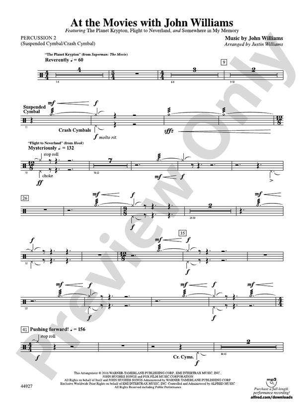 At the Movies with John Williams: 2nd Percussion: 2nd Percussion Part ...