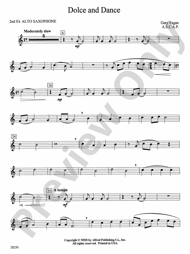 Dolce and Dance: 2nd E-flat Alto Saxophone: 2nd E-flat Alto Saxophone Part - Digital Sheet Music ...