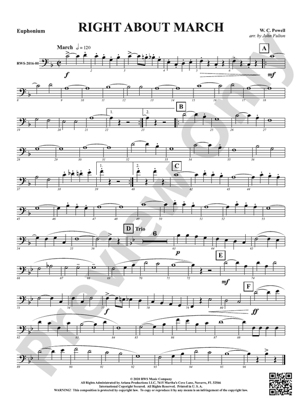 Right About March: Baritone B.C.: Baritone B.C. Part - Digital Sheet Music Download