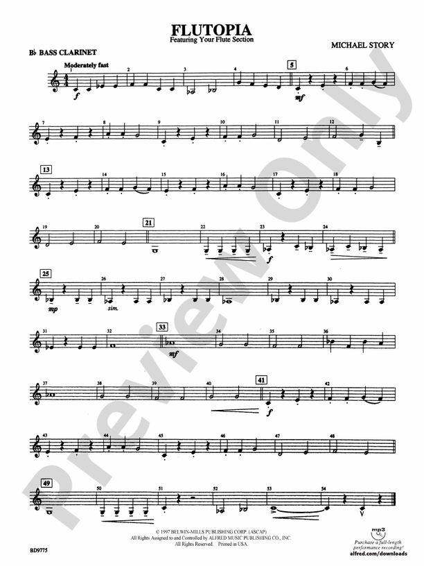 Flutopia (featuring your Flute Section): B-flat Bass Clarinet: B-flat Bass Clarinet Part ...