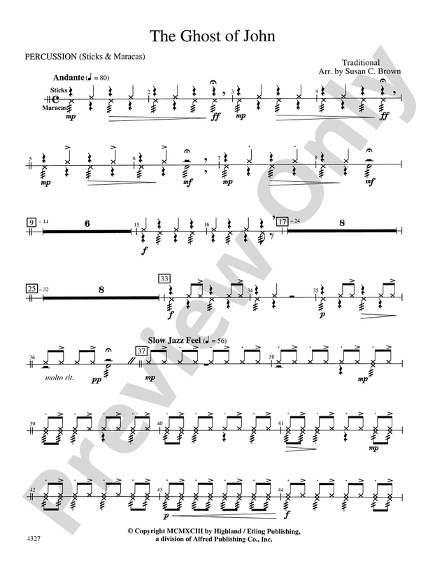 The Ghost of John: 1st Percussion: 1st Percussion Part - Digital Sheet ...